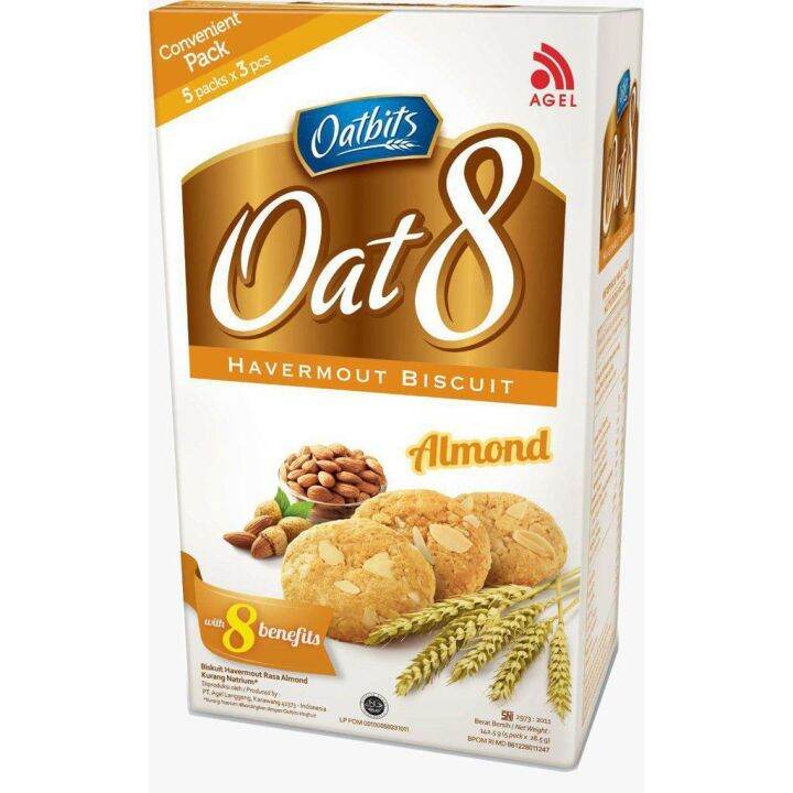 OATBITS OAT8 ALMOND ISI 5 PACK HAVERMOUT BISKUIT GANDUM ALMON CEMILAN RENDAH LEMAK | Lazada ...