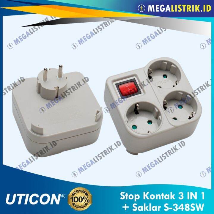 UTICON STOP KONTAK ARDE 3 LUBANG + STEKER + SAKLAR ON OFF / SOCKET ...