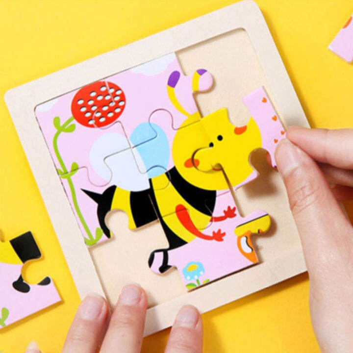 9 Pieces Mini Jigsaw Puzzle Cartoon Kids Early Learning Toys Children ...