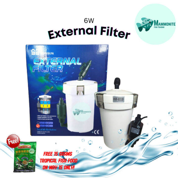 Sunsun External Filter HW-603B Canister With Pump 6 Watts 400L/H For ...