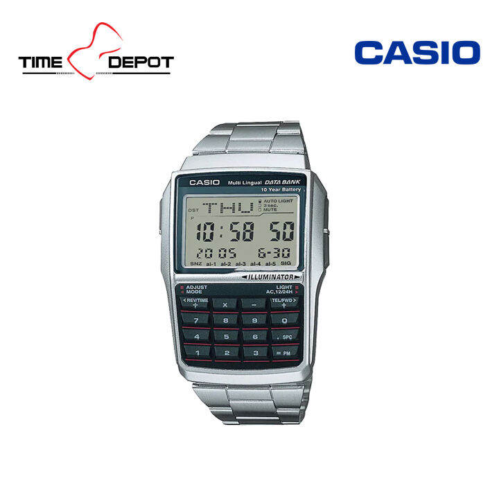 Casio DBC-32D-1ADF Vintage Databank Digital Silver Stainless Steel ...