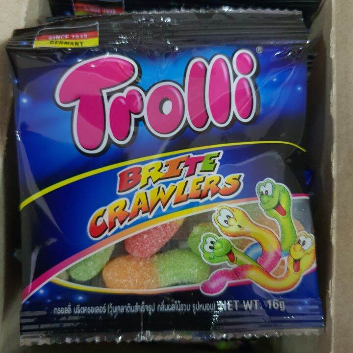 12 ซอง เยลลี่ กัมมี่ หนอน เยลลี่หนอน trolli brite crawlers | Lazada.co.th
