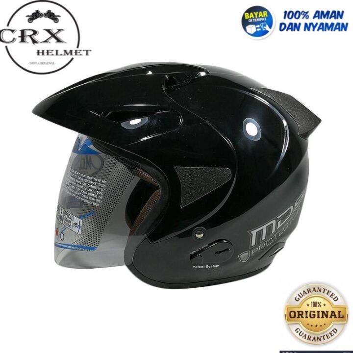 Helm Mds Protector Solid Black Matt Half Face Original | Lazada Indonesia