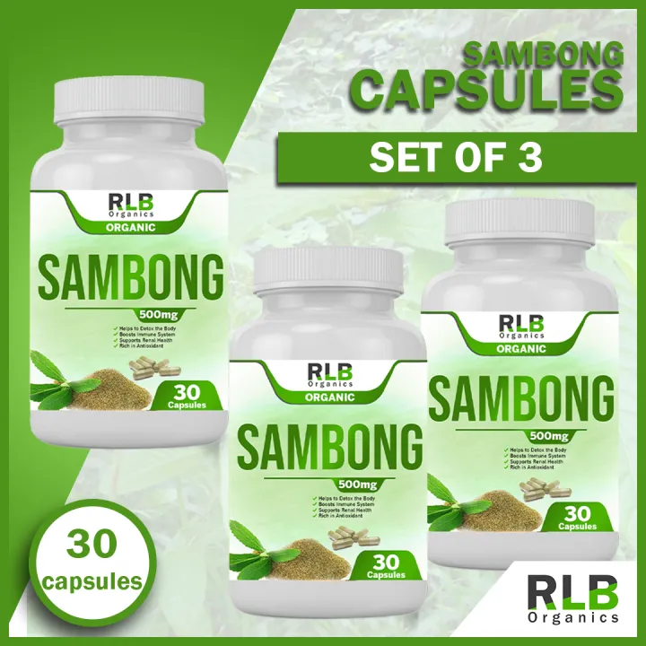 Set of 3 - Organic Pure Natural Sambong Capsules (30 Capsules) Sambong ...