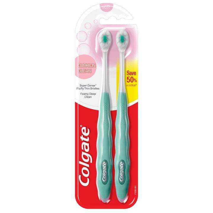 Colgate Cushion Clean Soft Toothbrush Pack 2 คอลเกตแปรงสีฟันคุชชั่นคลีน ...
