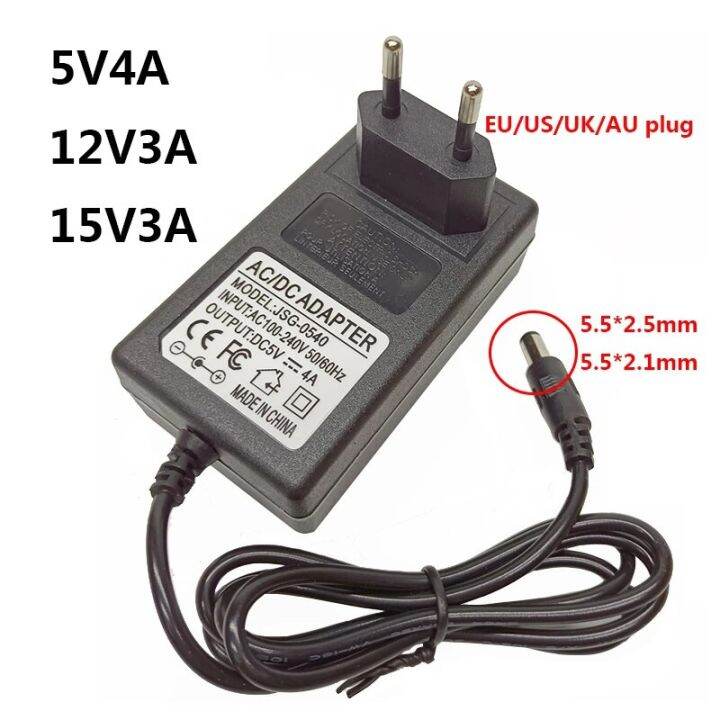 5V AC/DC Adaptor 5 V Volt 4A 12V 15V 3A Power Adapter Supply Converter ...