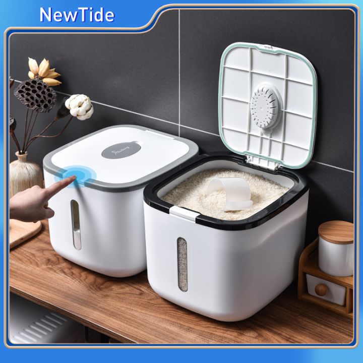 Rice dispenser storage box bucket 5KG/25KG kitchen airtight insectproof ...