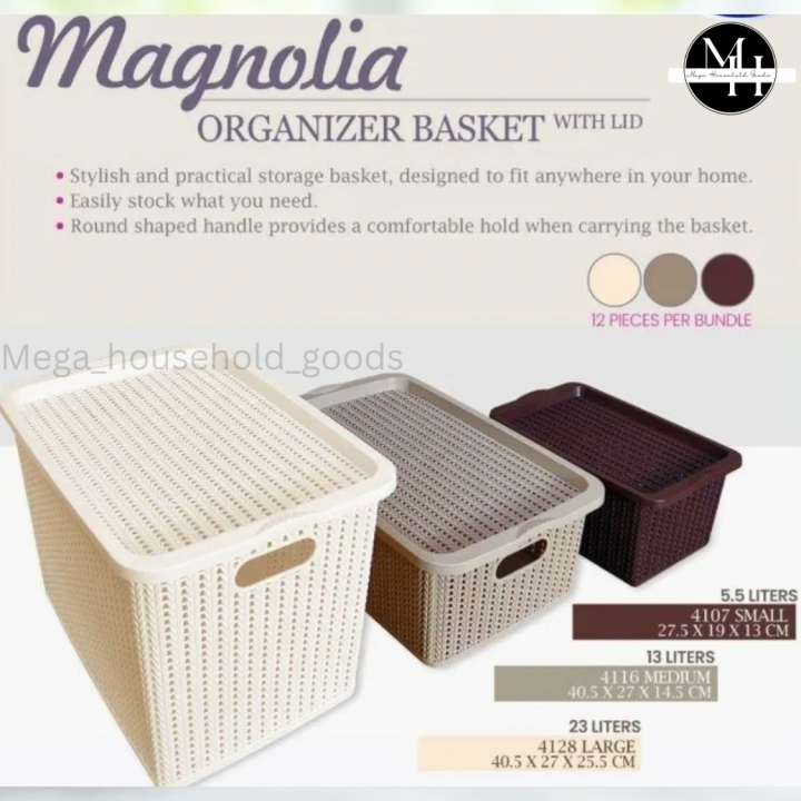 Nikko Magnolia Organizer Storage Basket Rattan with Cover | Lazada PH
