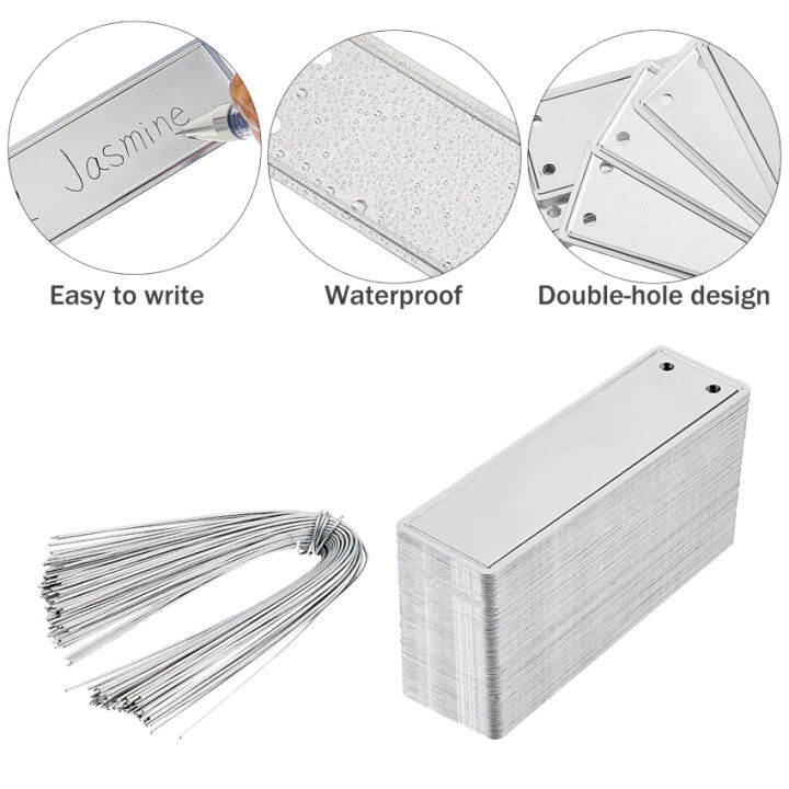 Aluminum tree label with metal wire double-sided written on the metal ...