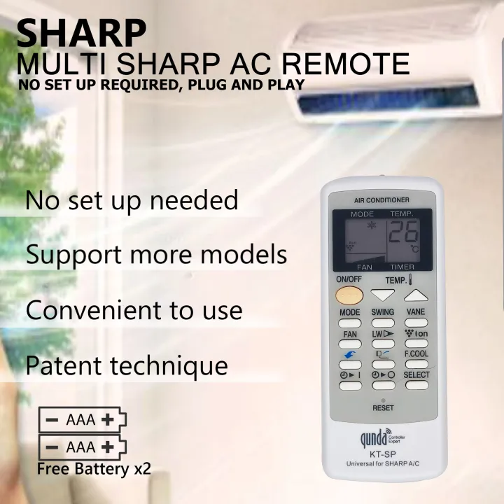 Sharp Air Cond Remote Control Replacement Ion Aircon with FREE BATTERY ...