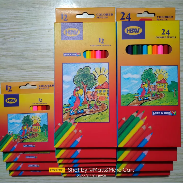 [FREE SHARPENER] HBW ARTE & COR COLORED PENCILS 12s 24s Short Long ...