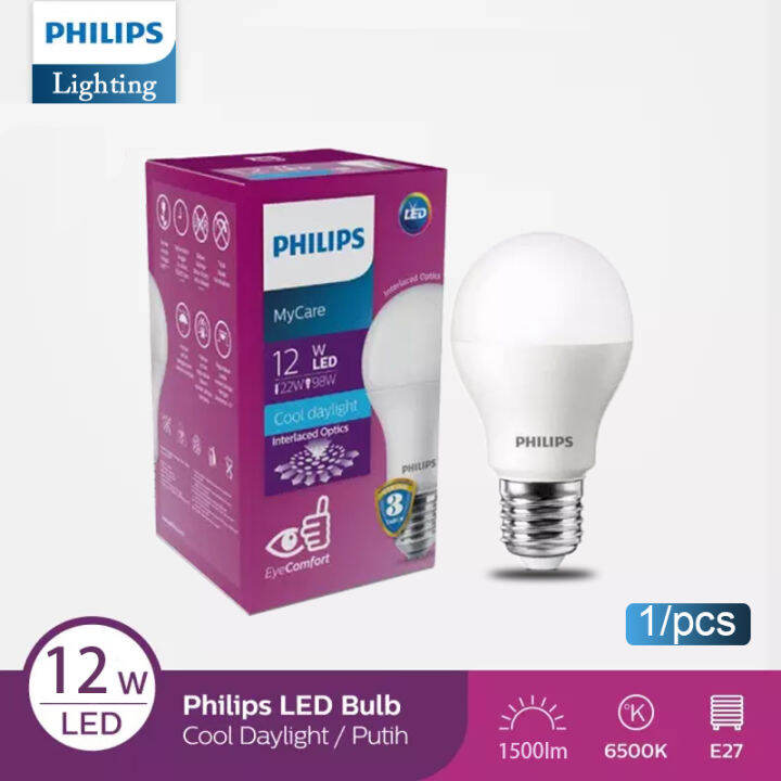 Philips LED Bulb 12W E27 6500K 230V Putih Terang Hemat Energy Clasic White light | Lazada Indonesia