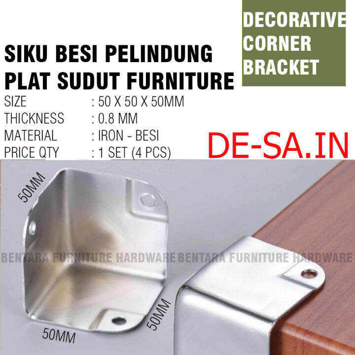 4 X Plat Siku Besi 50 X 50 X 50 MM Pelindung Sudut Meja - Table Corner ...