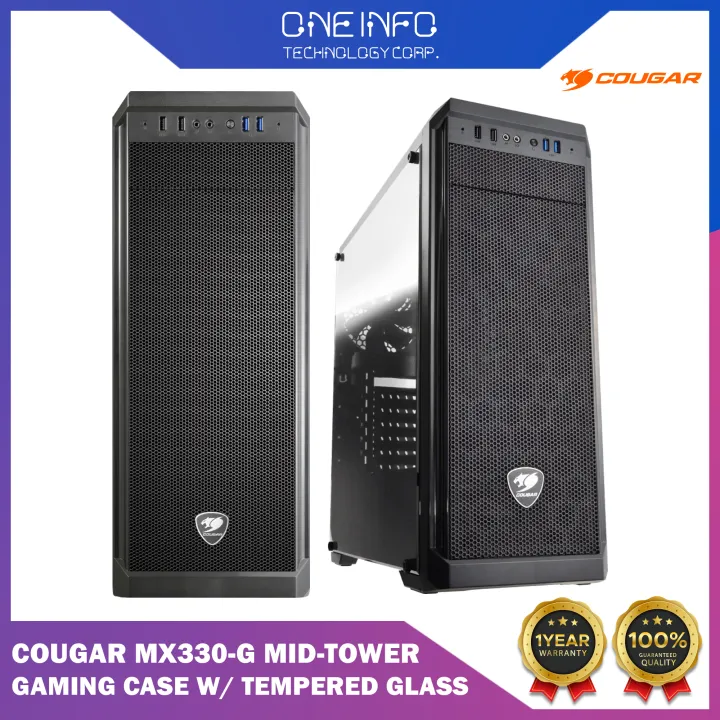 COUGAR MX330-G MID-TOWER GAMING CASE W/ TEMPERED GLASS /1*FAN (ATX ...