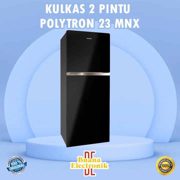 KULKAS POLYTRON PRW 23 MNX LEMARI ES 2 PINTU PRW 23 MNX TEMPERED GLASS ...
