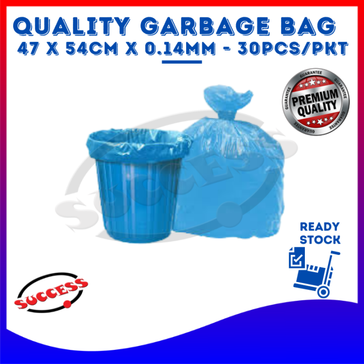 SUCCESS 30pcs 47 x 54cm Super Heavy Duty Blue Garbage Bag Rubbish Bag ...