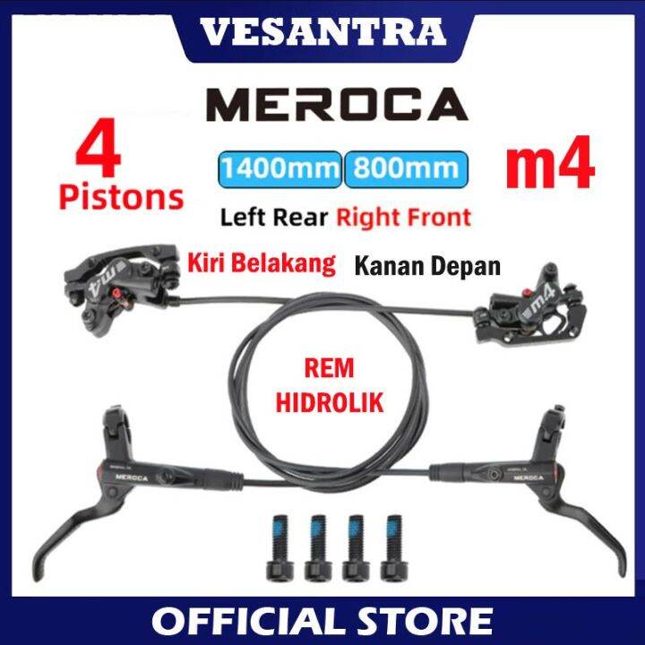 Meroca M4 4 Piston Rem Hidrolik Sepeda Lipat MTB Fullset Brake Set ...