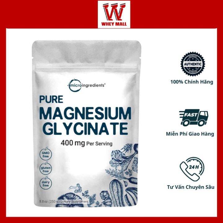 Micro Ingredients Magnesium Glycinate 250g - Hỗ Trợ Mạnh Mẽ Cho Xương ...