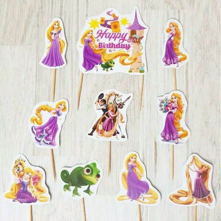 satu set cake topper toper hiasan kue ulang tahun karakter rapunzel ...