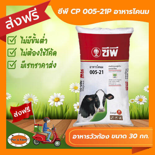 [ส่งฟรีไม่ต้องใช้โค้ด!!] ซีพี CP 005-21P อาหารวัว อาหารโคระยะอุ้มท้อง ระยะให้นม ขนาดบรรจุ 30 กก. ...