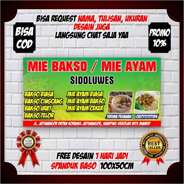 Spanduk Banner Mie Bakso & Mie ayam Keren Berkualitas Ukuran 100x50cm ...