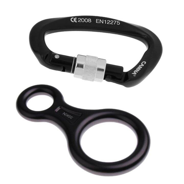 Uncle Jerry 25KN Climbing Lock Carabiner + 35KN Figure 8 Rope Descender ...