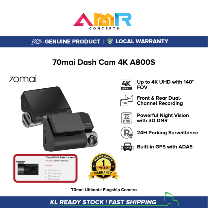 70mai A800s A800 4K Dash Cam Dual Vision Rear Cam Parking Camera Global ...