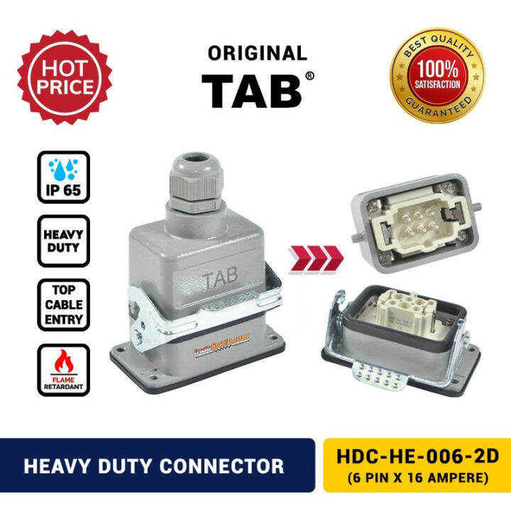 Heavy Duty Connector 6 Pin HDC-HE-006-2D Top TAB Steker + Stop Kontak | Lazada Indonesia