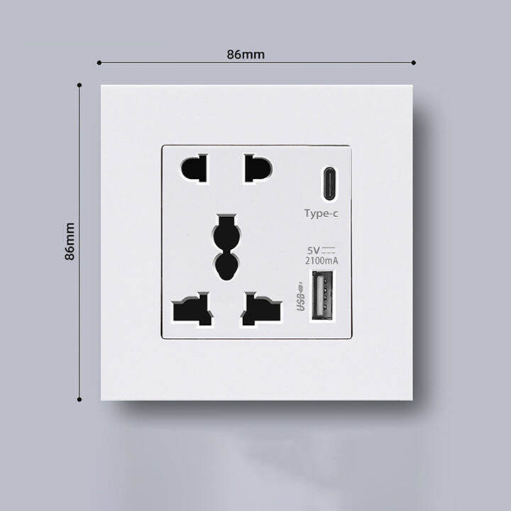 HEUV LEI Power 2100MA USB Outlet Crystal Glass Panel 13A UK Wall Type C ...