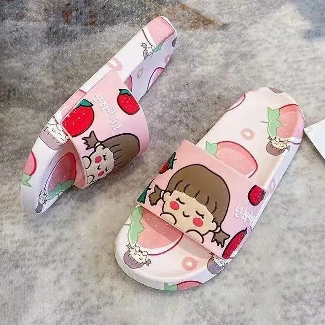 GIRL FRUIT DESIGN ONE STRAP SLIDES HOUSE SLIPPER FOR WOMEN'S FASHION ...