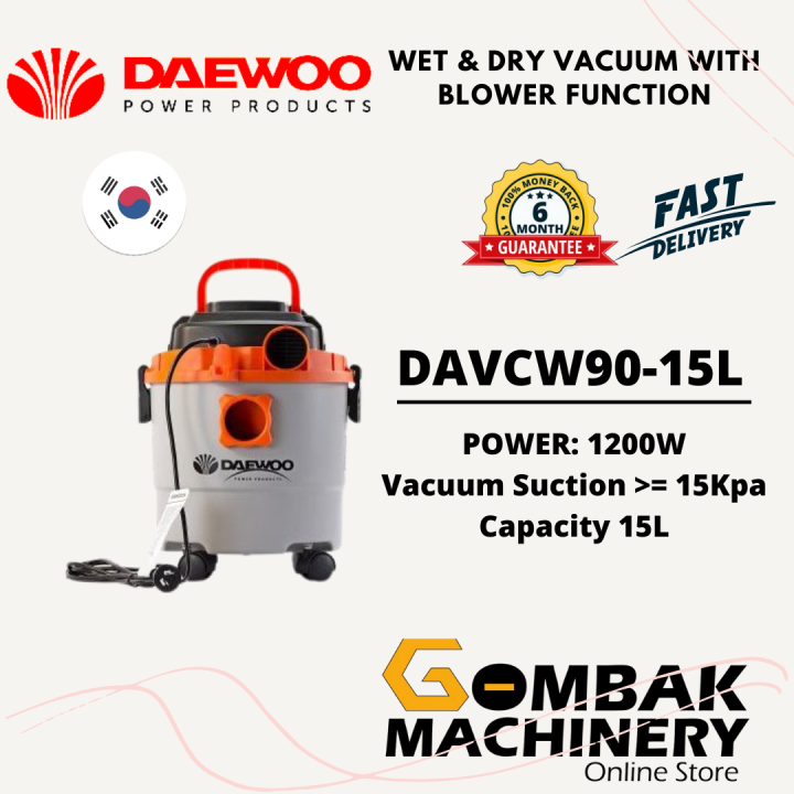 DAEWOO DAVCW90-15L 1200W 15Litre Wet & Dry Vacuum with Blower Function -6 Months Warranty | Lazada