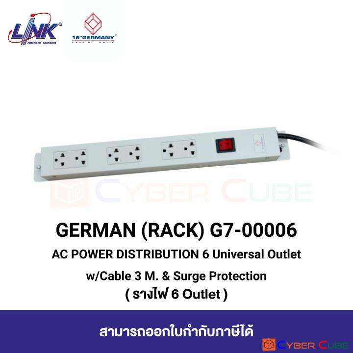 GERMAN RACK G7-00006 AC POWER DISTRIBUTION 6 Universal Outlet & Surge ...
