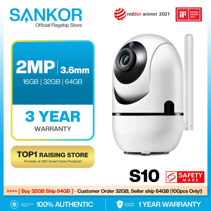 SANKOR S10 2MP Full HD 1080P IP Camera Smart Home Indoor WiFi Wireless ...