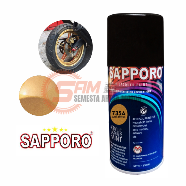 Pilox Sapporo Super Bronze 735A Cat Semprot Pilok Perunggu Aerosol Spray Metal Besi Plastik ...
