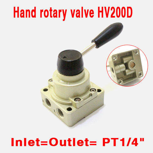 HV-200D Pneumatic Valve 3 Positions 4 Ways Air Flow Control Rotary Hand Lever Valve with 6 8 10 ...