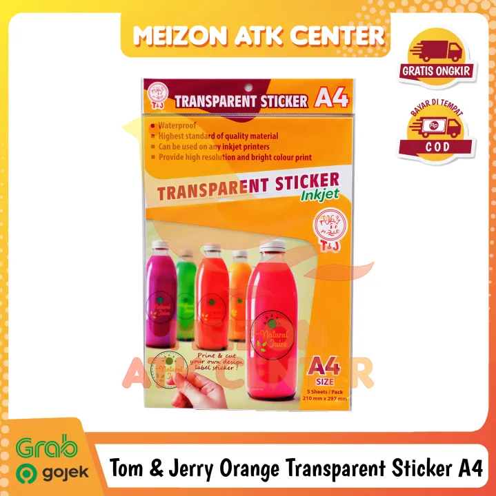 Kertas Sticker Tom and Jerry Label Transparant Sticker Inkjet A4 [PACK ...