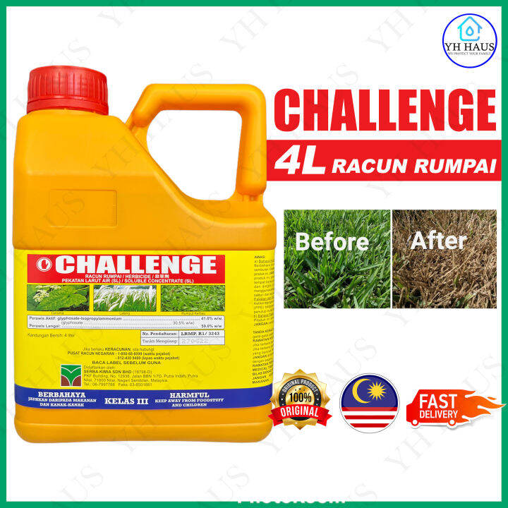4L CHALLENGE Glyphosate 41% Weed Killer (Racun Rumput Lalang/Ubat ...
