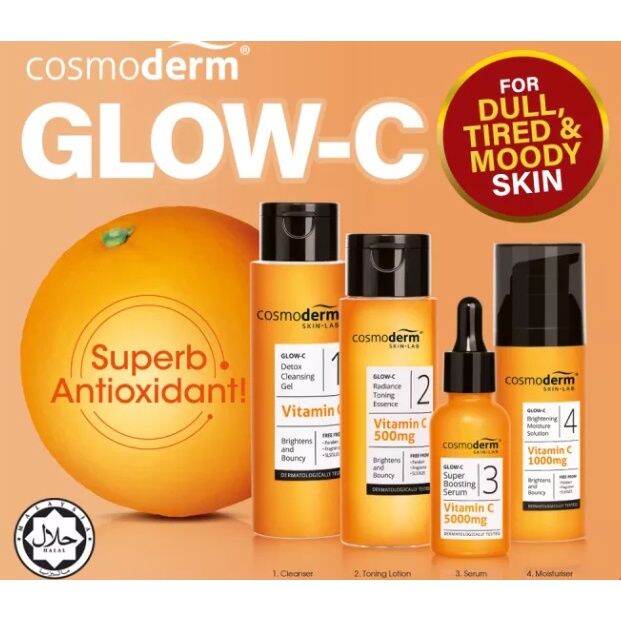 Cosmoderm GLOW-C Series Vitamin C Serum - For Dull, Tired & Moody Skin ...