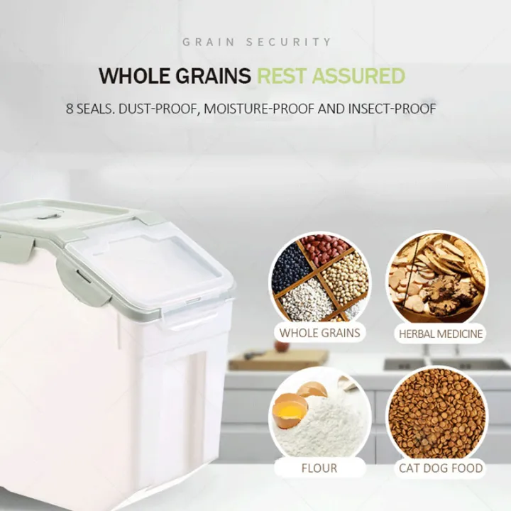 25/15/10kg PP Rice Bucket Rice Storage Container With Wheels ...