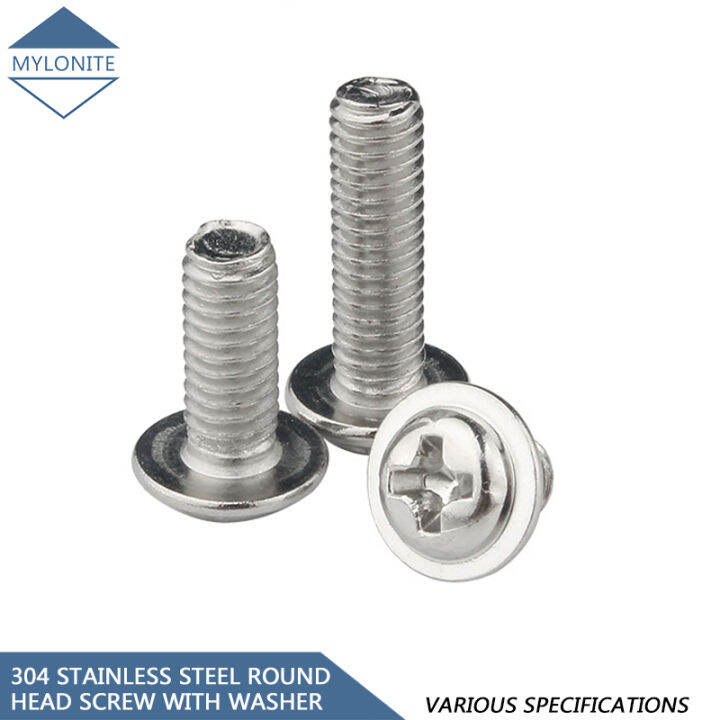 M2 M2.5 M3 M4 M5 304 Stainless Steel Phillips Round Head Screw Button Head Screws with Collar ...