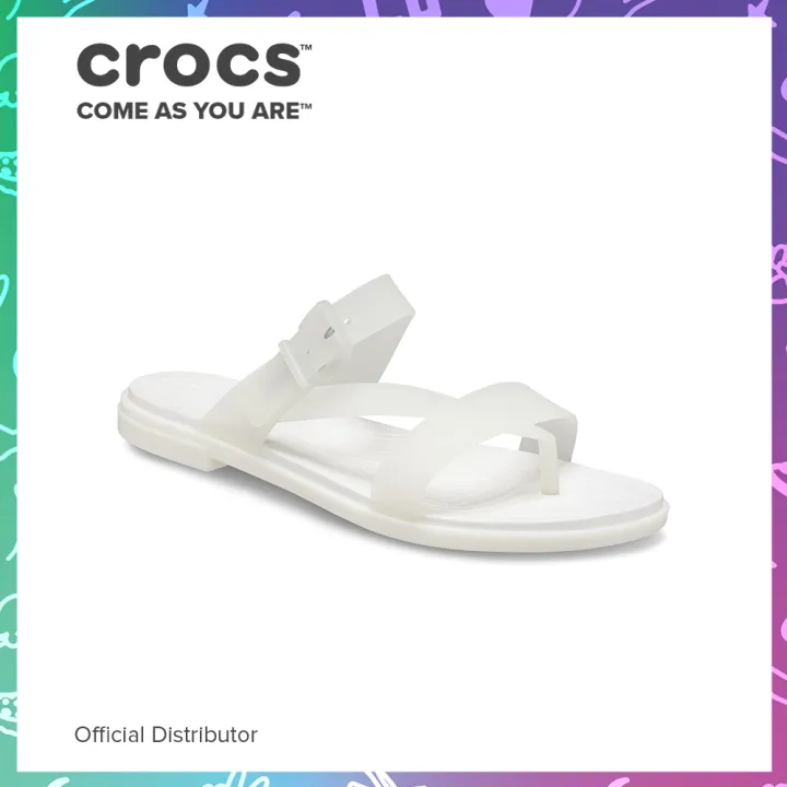 Crocs Women Tulum Translucent Toe Post Sandals in Oyster | Lazada PH
