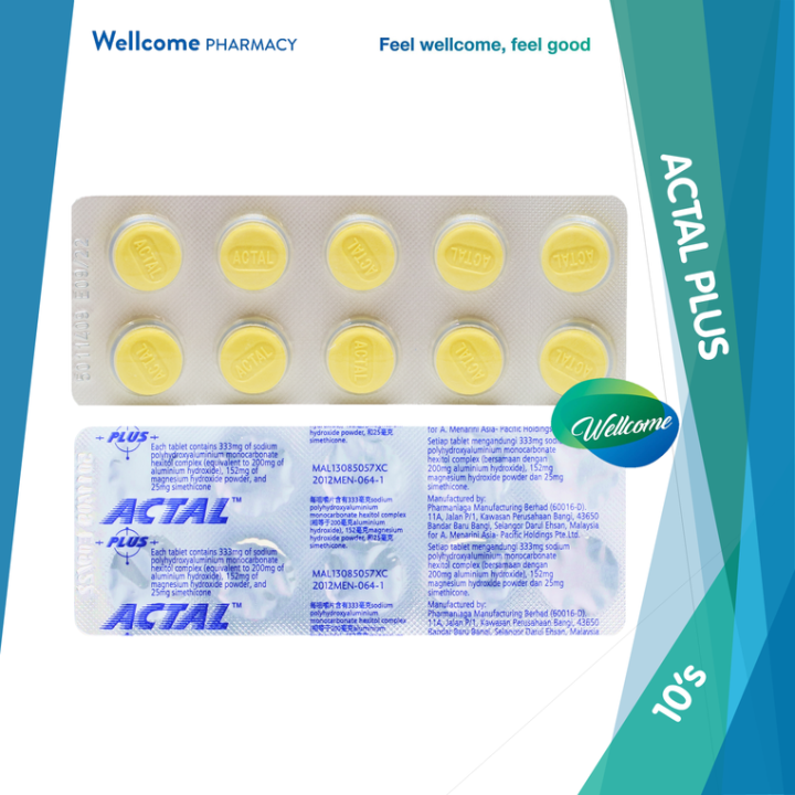 Actal Plus Antacid & Anti-Flatulence Tablets - 10's | Lazada