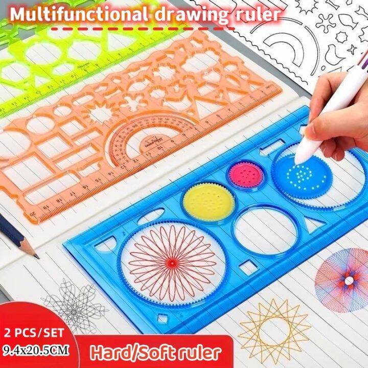 2 in 1 Design Ruler Drawing Template Ruler Soft Plastic Lenticular ...