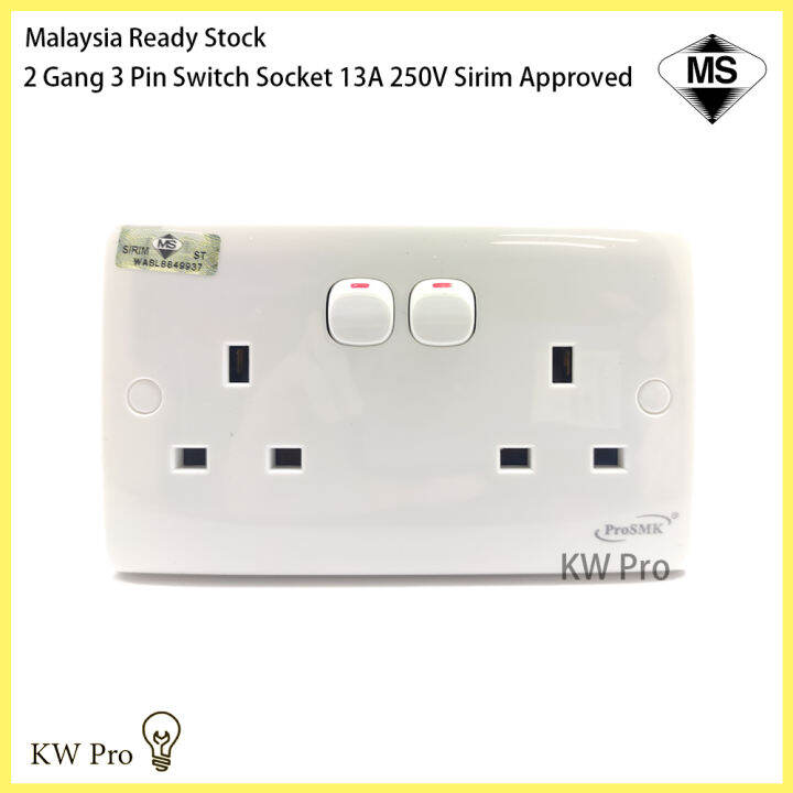 13A 2 Gang 3 Pin Switch Socket Wall Switch Socket With Sirim Approved | Lazada