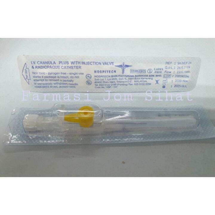 IV Catheter Cannula Branula 24G Yellow / 22G Blue with valve Kuning Biru 1pcs | Lazada