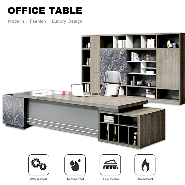 Modern Wooden L Shape Boss Director Computer Desk Table Home Office ...