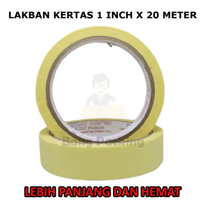 Lakban Kertas 1 Inch x 20 Meter Masking Tape 1 Inch x 20M Lakban Kertas ...