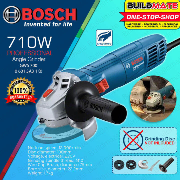 BUILDMATE Bosch 4" Inch Electric Angle Grinder 670W / 710W Mini Grinding Machine Wood Cutting ...