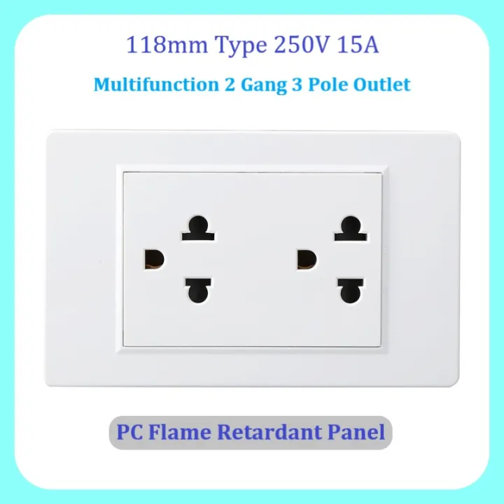 LSG Type 118mm 2 gang wall outlet socket dual 3 pin Multifunction ...