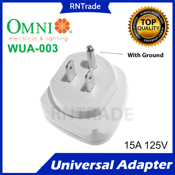 OMNI Universal Adapter w/Ground 15A 230V WUA-003 | Lazada PH